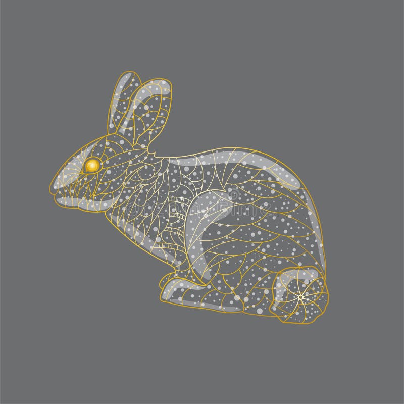 Abstract golden rabbit. stock vector. Illustration of pattern - 39533300