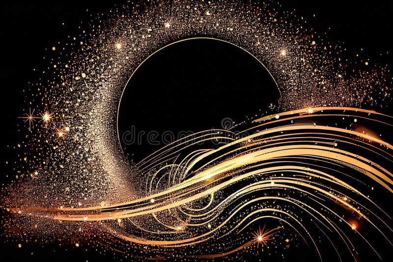 Abstract Golden Rays on Black Background. Generative AI Stock ...