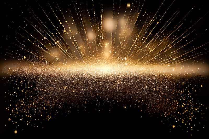 Abstract Golden Rays on Black Background. Generative AI Stock ...