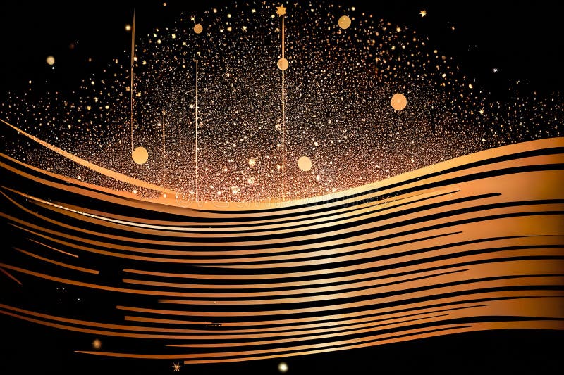 Abstract Golden Rays on Black Background. Generative AI Stock ...