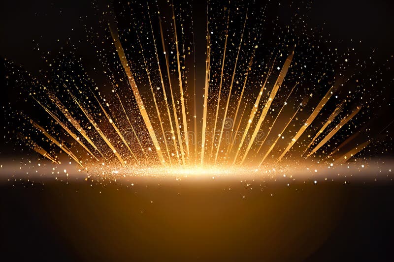 Abstract Golden Rays on Black Background. Generative AI Stock ...