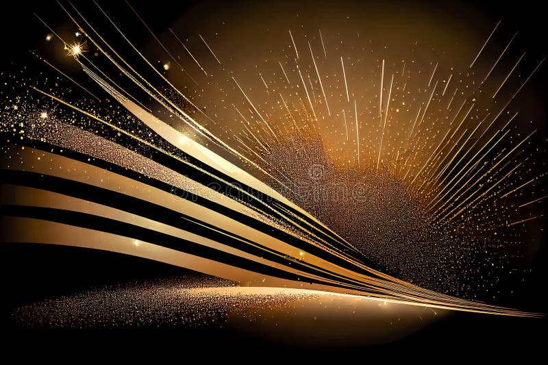 Abstract Golden Rays on Black Background. Generative AI Stock Image ...