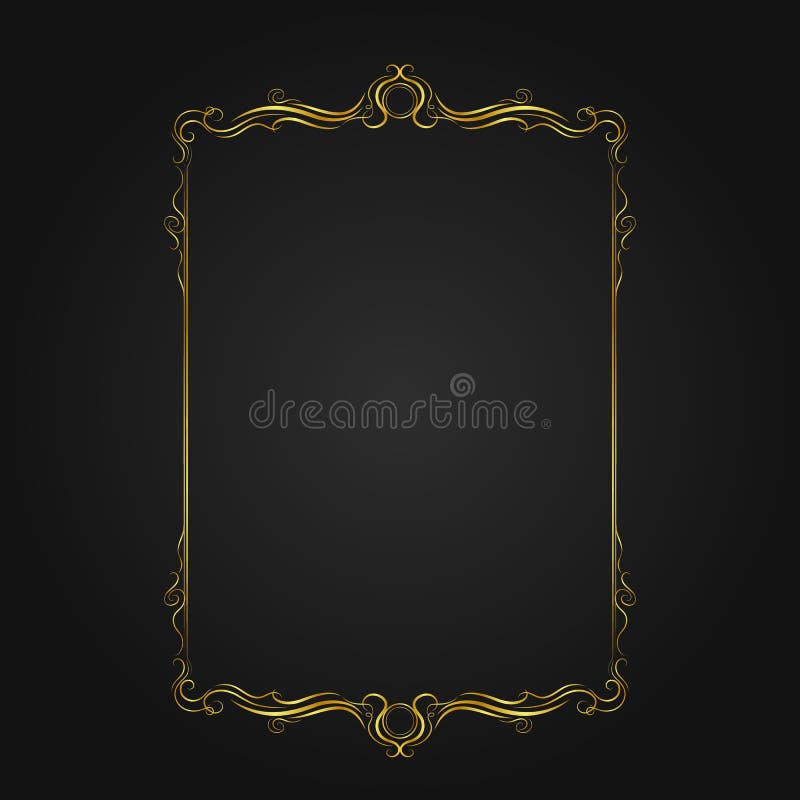 Golden rectangular frame stock vector. Illustration of vignette - 154643848