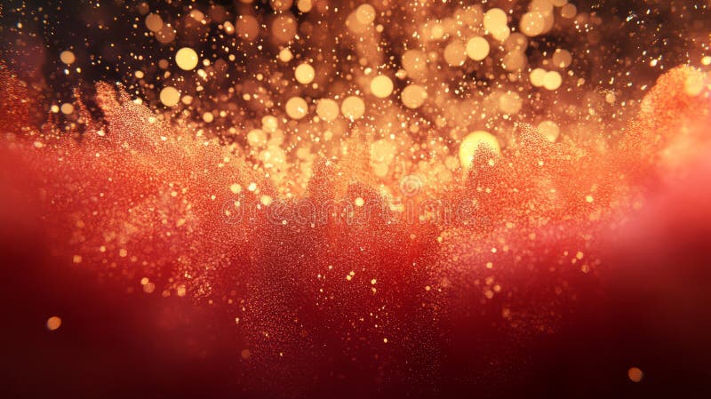 Abstract Golden and Red Glittering Particles in Motion Stock ...