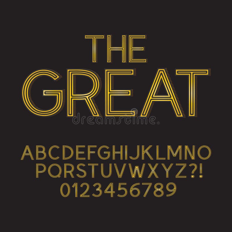 Gold Font and Numbers stock vector. Illustration of emblem - 37524834