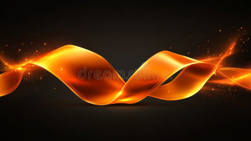 Abstract Golden Ribbon Wave Design with Glowing Particles Stock ...