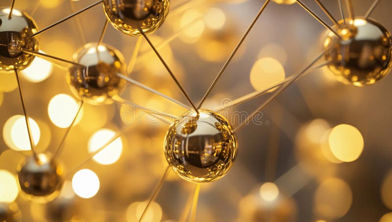 Abstract Golden Sphere Network Structure Stock Illustration ...