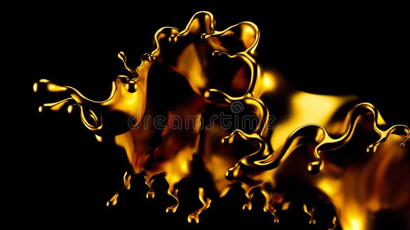 Abstract Golden Splash,Gold Isolated on Black Background 3d ...