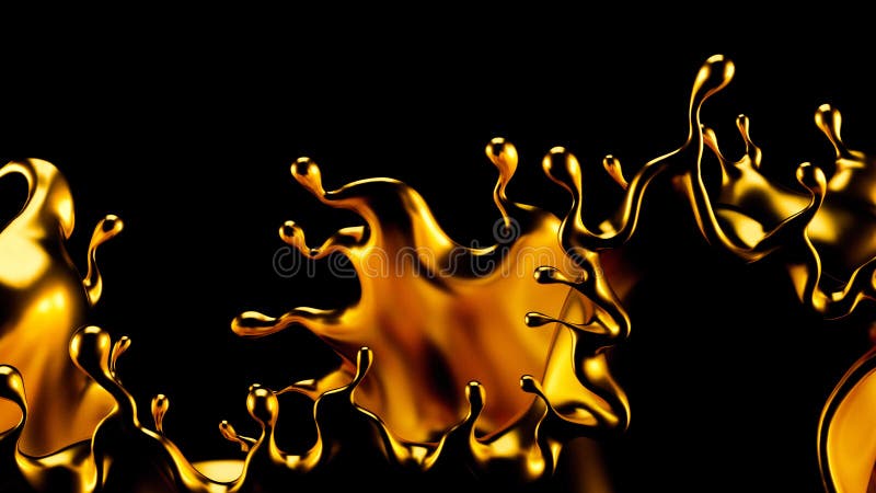 Abstract Golden Splash,Gold Isolated on Black Background 3d ...