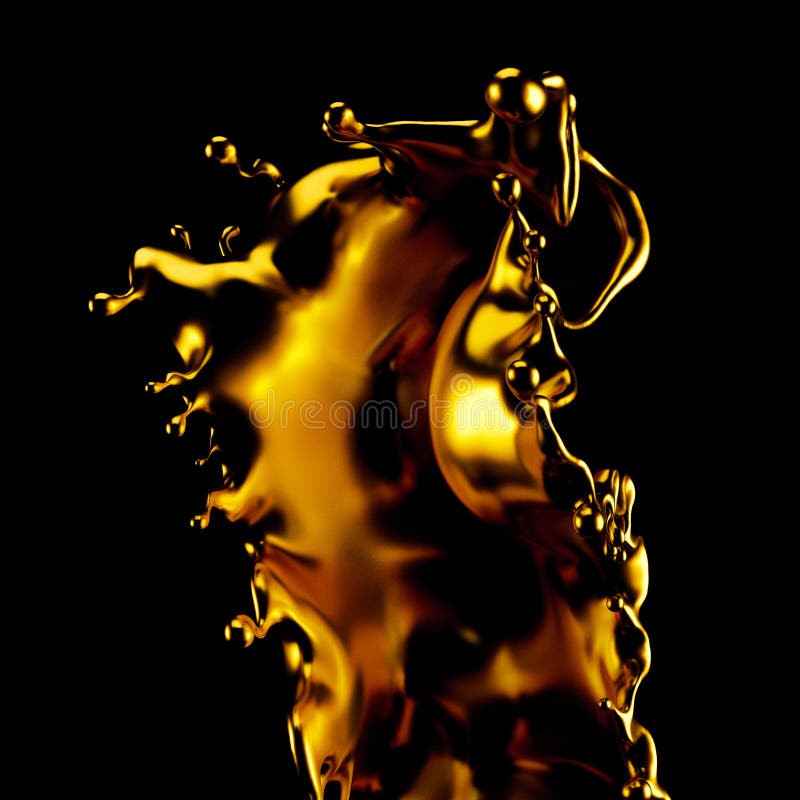 Abstract Golden Splash,Gold Isolated on Black Background 3d ...