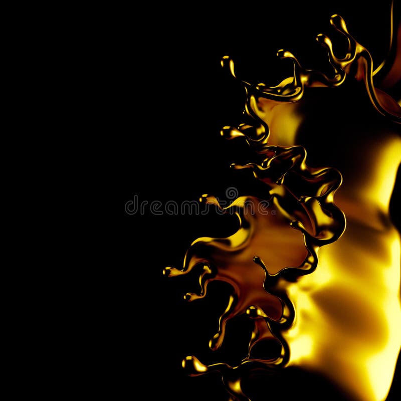 Abstract Golden Splash,Gold Isolated on Black Background 3d ...
