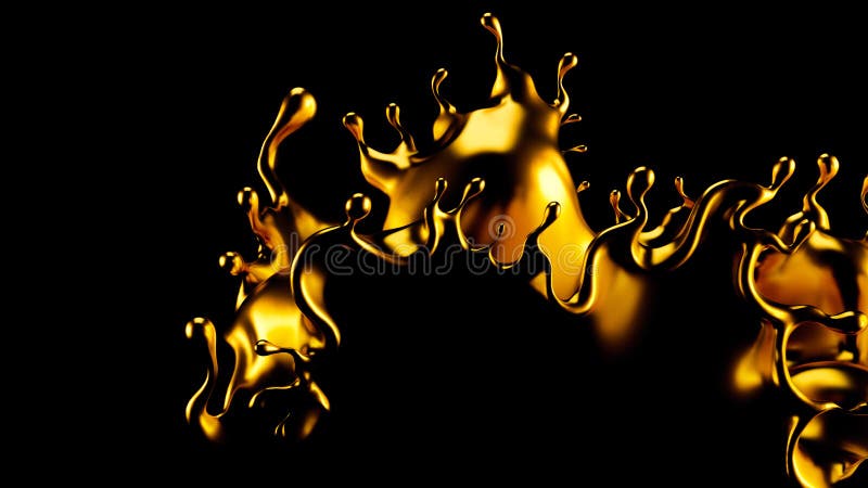 Abstract Golden Splash,Gold Isolated on Black Background 3d ...
