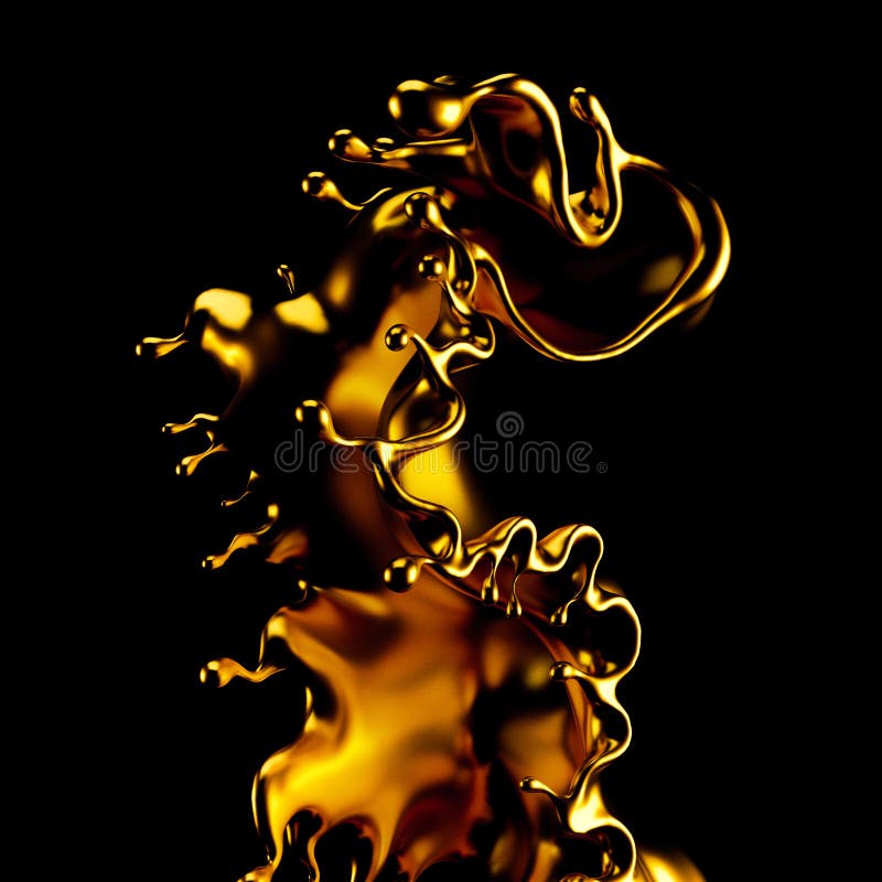 Abstract Golden Splash,Gold Isolated on Black Background 3d ...