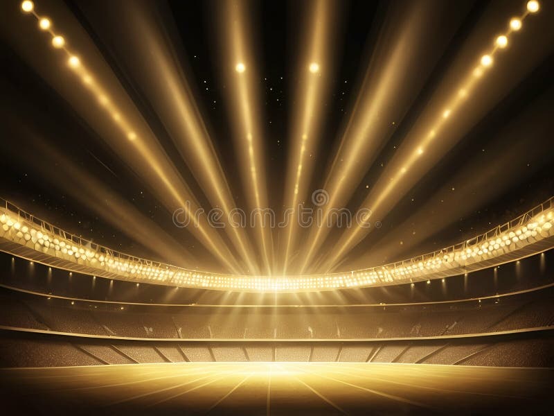 Abstract Golden Stadium Lights with Rays Glitter Stock Illustration ...