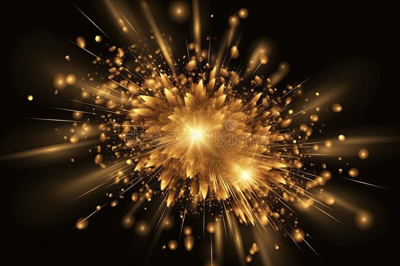 Abstract Golden Stars Explosion with Light Effect Stock Illustration ...