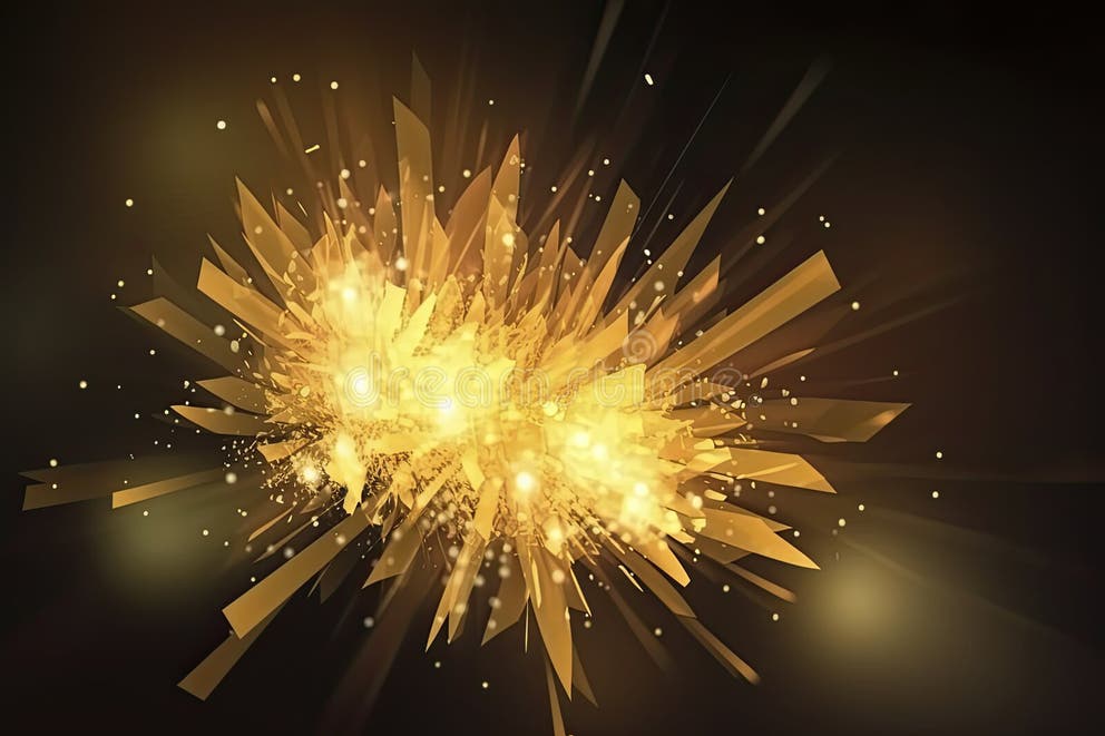 Abstract Golden Stars Explosion with Light Effect Stock Illustration ...