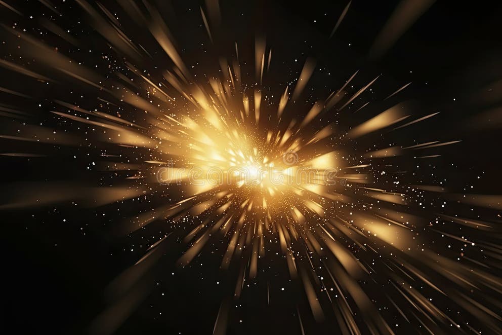 Abstract Golden Stars Explosion with Light Effect Stock Illustration ...