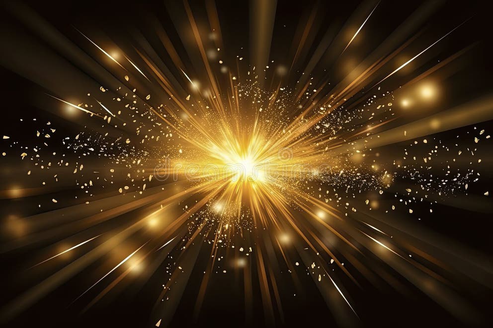 Abstract Golden Stars Explosion with Light Effect Stock Illustration ...