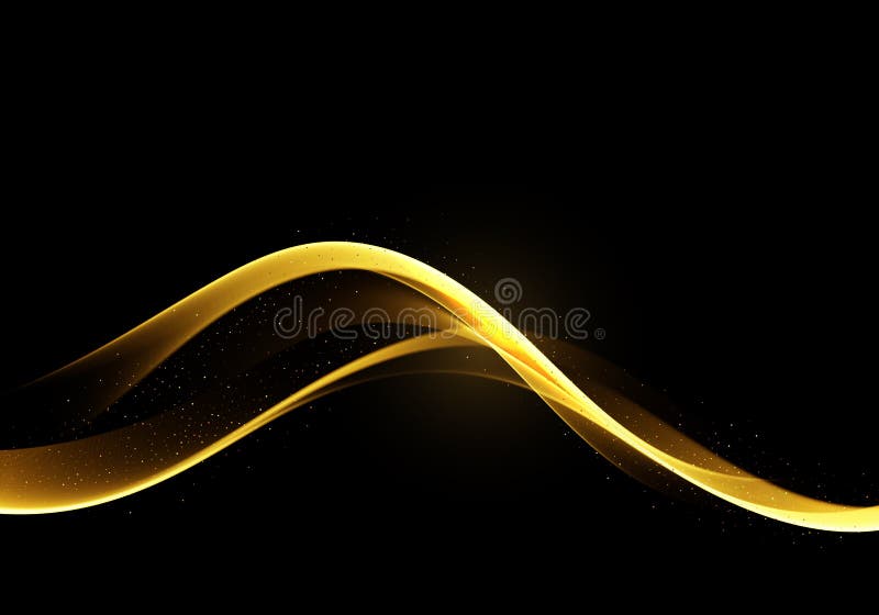 Abstract Golden Stripe on Black Background Shiny Golden Wave with Glow ...