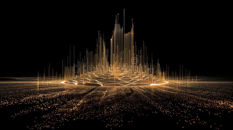 Abstract Golden Structure with Glowing Grid Base Stock Photo - Image of ...