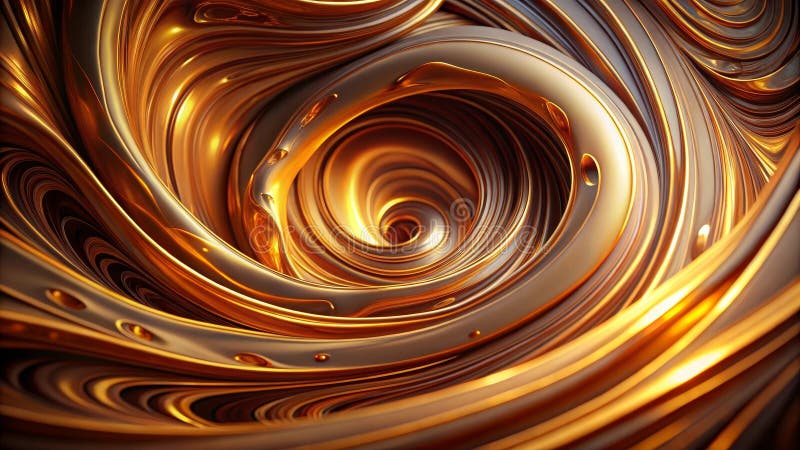 Abstract Golden Swirling Vortex Luxurious Fluid Metal Design. Generative AI Stock Illustration ...