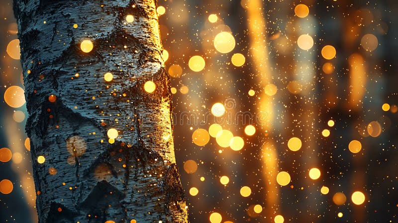 Abstract Golden Tree Trunks with Bokeh Lights Stock Illustration ...