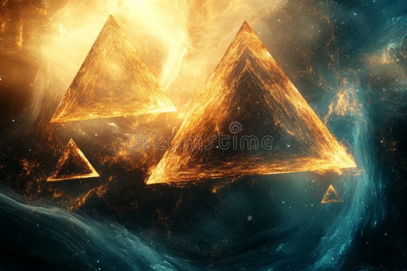 Abstract Golden Triangles in Cosmic Space with Vibrant Colors Stock ...