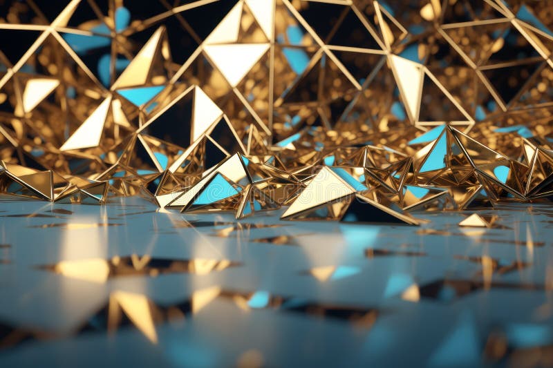 Abstract Golden Triangles. Generate Ai Stock Illustration ...