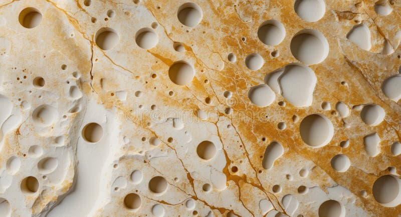 Abstract Golden Veined Stone Texture with Circular Holes Stock Photo ...
