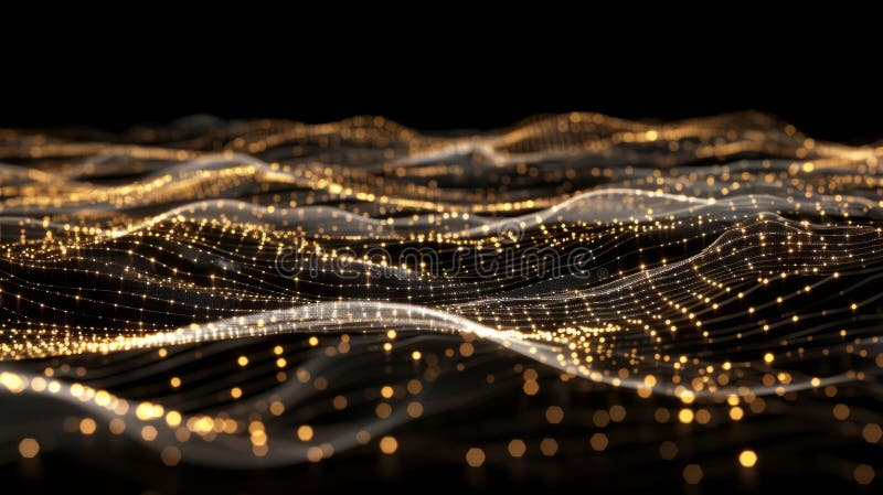 Abstract Golden Wave Background: Digital Network, Data Flow, and Connection Concepts Stock ...