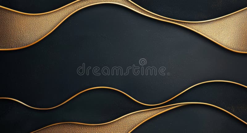 Abstract Golden Wave Pattern on Black Background Stock Illustration ...