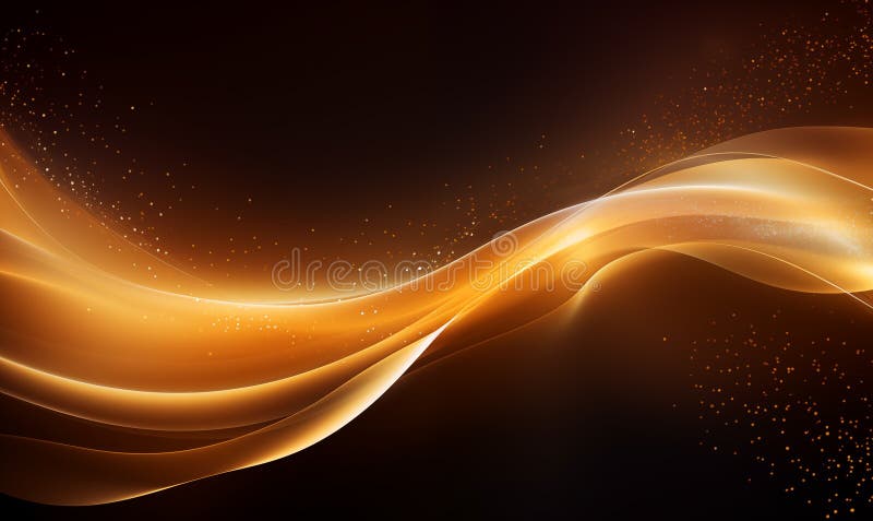 Abstract Golden Waves on Dark Background. Stock Illustration ...