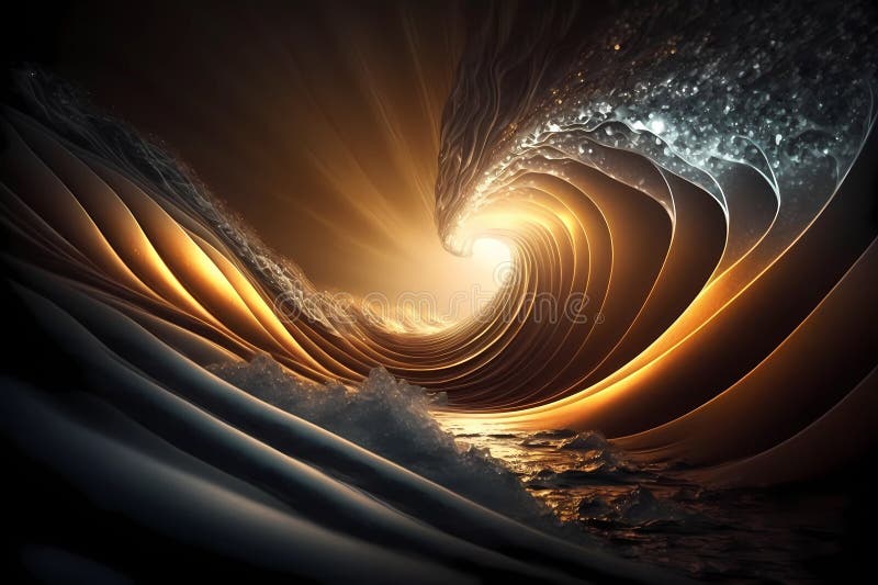 Abstract Golden Waves on a Dark Background. Stock Illustration ...