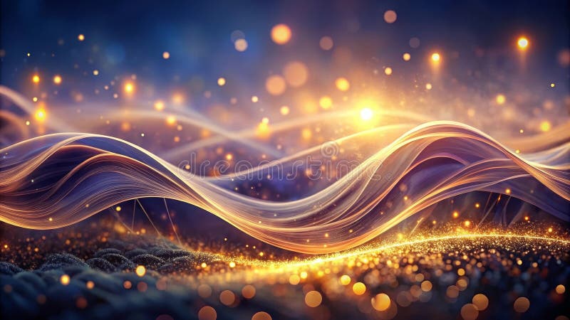 Abstract Golden Waves of Light and Sparkle Background. Generative AI ...