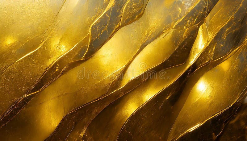 Abstract Golden Waves with Smooth, Reflective Textures that Capture ...