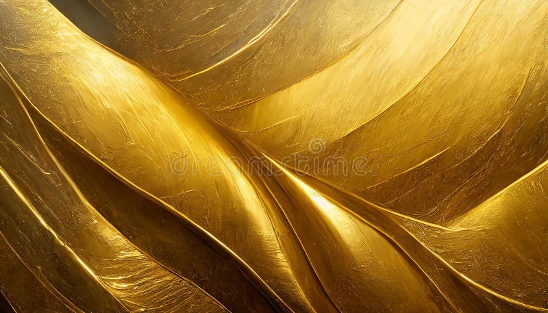 Abstract Golden Waves with Smooth, Reflective Textures that Capture ...