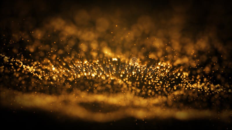 Abstract Golden Yellow Glowing Particle Burning with Fire Effect in ...