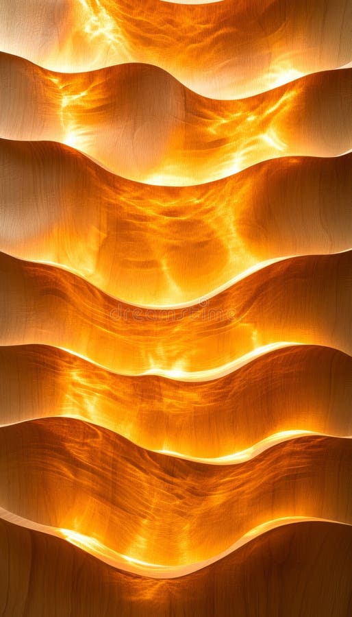 Abstract Golden Yellow Wave Patterns, Nature Inspired Layered Design ...