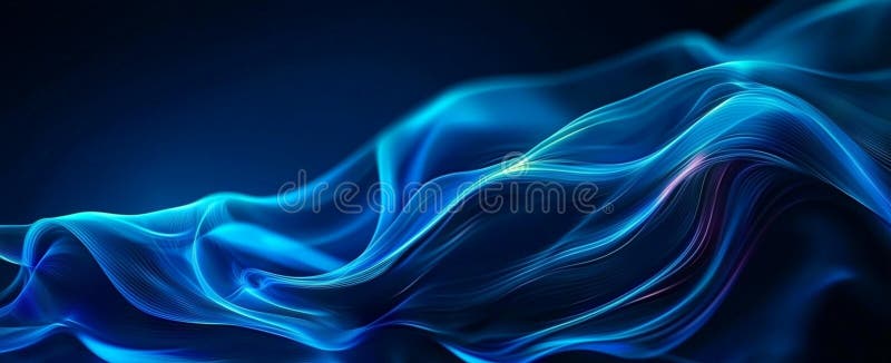 Abstract Gradient Background with Flowing Cyan and Black Waves Creating ...