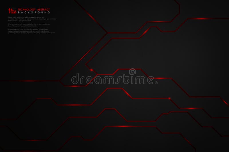 Abstract Gradient Black Technology on Red Line Background. Illustration ...