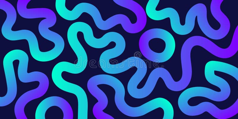 Abstract Gradient Blue Neon Waves on a Dark Background. Abstract ...