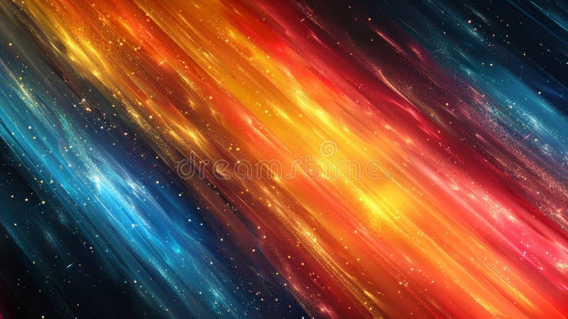 Abstract Gradient of Blue, Red, and Orange Light Streaks with Star-like ...
