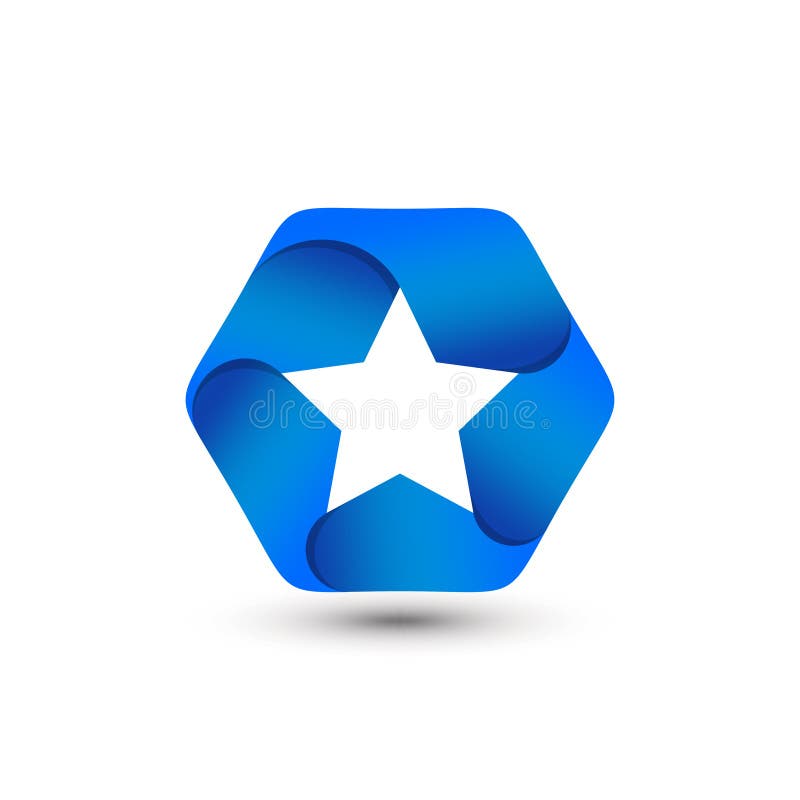 Abstract Gradient Blue Star Hexagonal Logo Design Template Premium ...