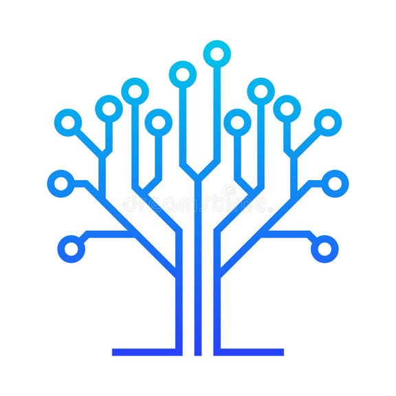 Abstract Gradient Blue Vector Circuit Tree Icon, Logo. Stock Vector ...