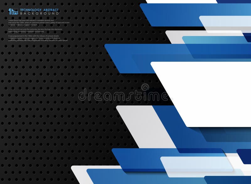 Abstract Gradient Blue Vector Template of Technology on Black Steel ...