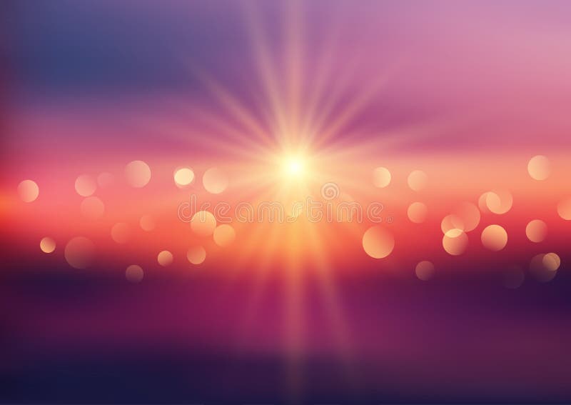 Abstract Gradient Blur Sunset Landscape Background with Bokeh Lights ...
