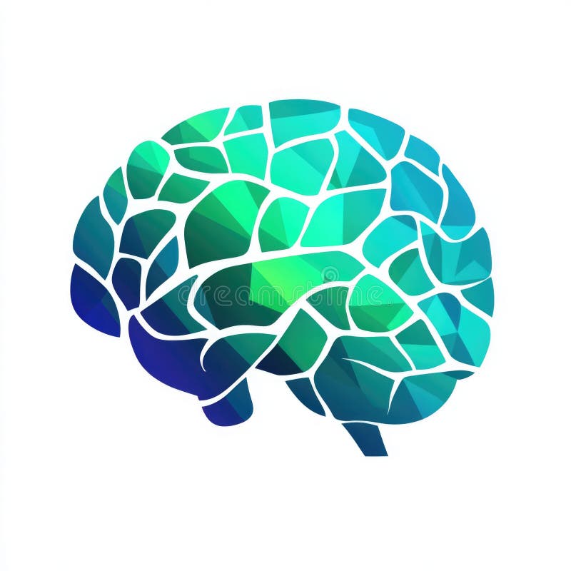 Abstract Gradient Brain Silhouette on White Background Stock ...