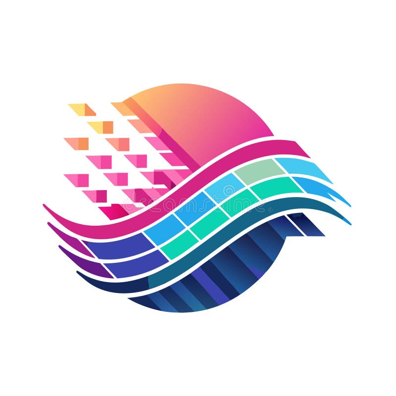 Abstract Gradient Circle Logo with Pixelated Wave Design for Modern ...