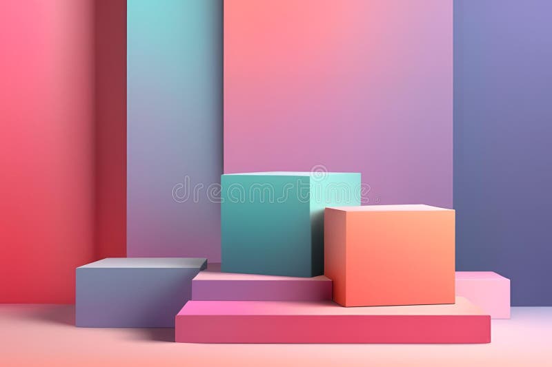 Abstract Gradient 3D Realistic Cube Podium Background. Background Used ...