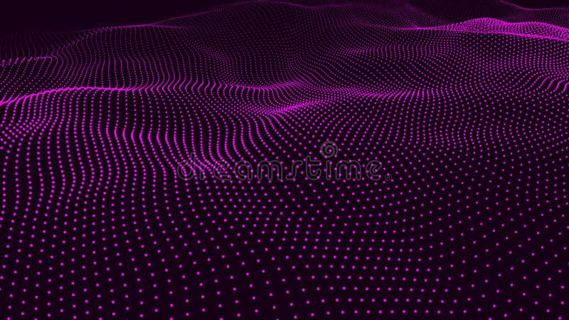 Abstract Gradient Dynamic Wave of Particles. Network of Bright Points ...